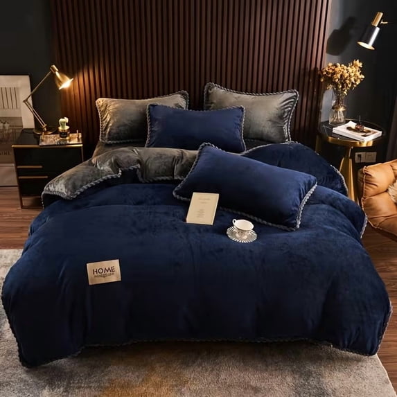 3-Piece Easy Solid Color Double-Sided Milk Velvet Quilt Cover Set ...