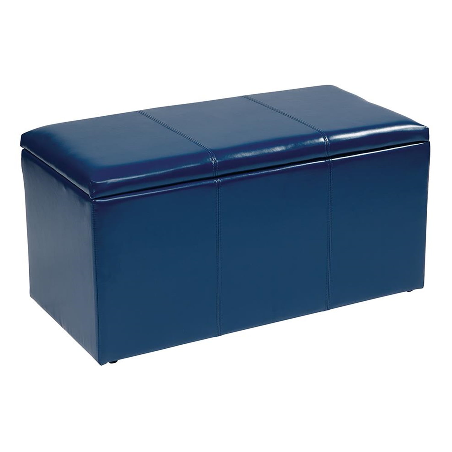 3 Piece Eco Leather Ottoman Set-Color:Blue - Walmart.com