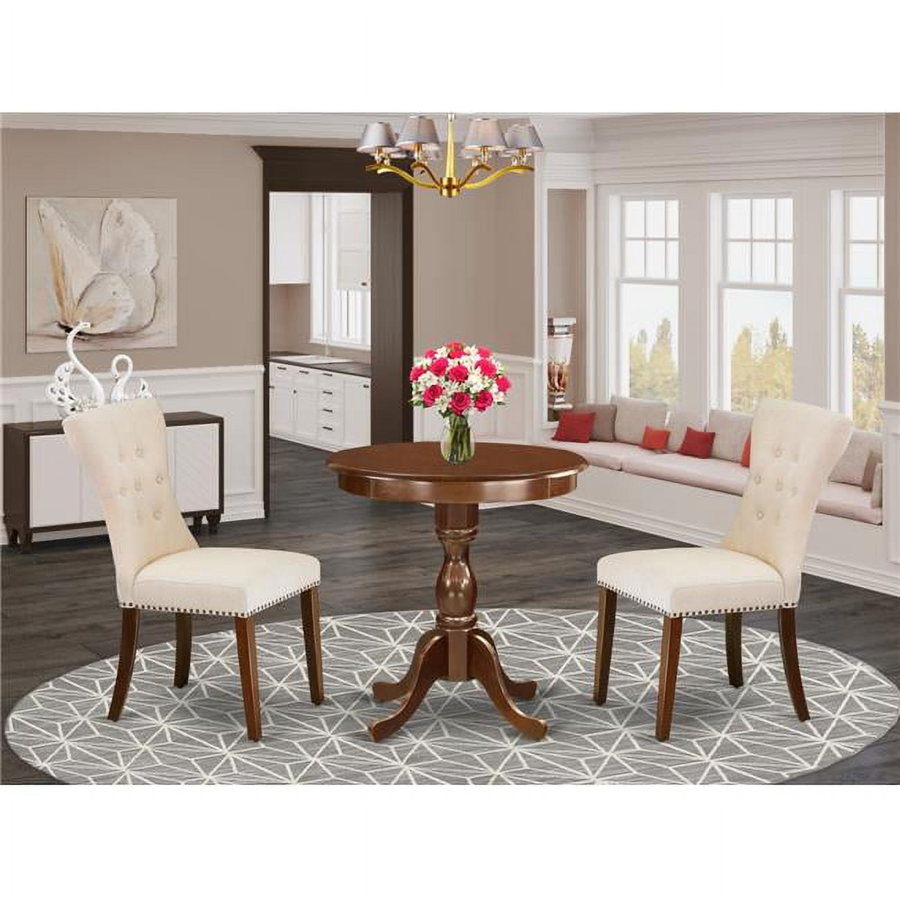 3 Piece Eden Dinette Set - Light Beige & Mahogany - Walmart.com