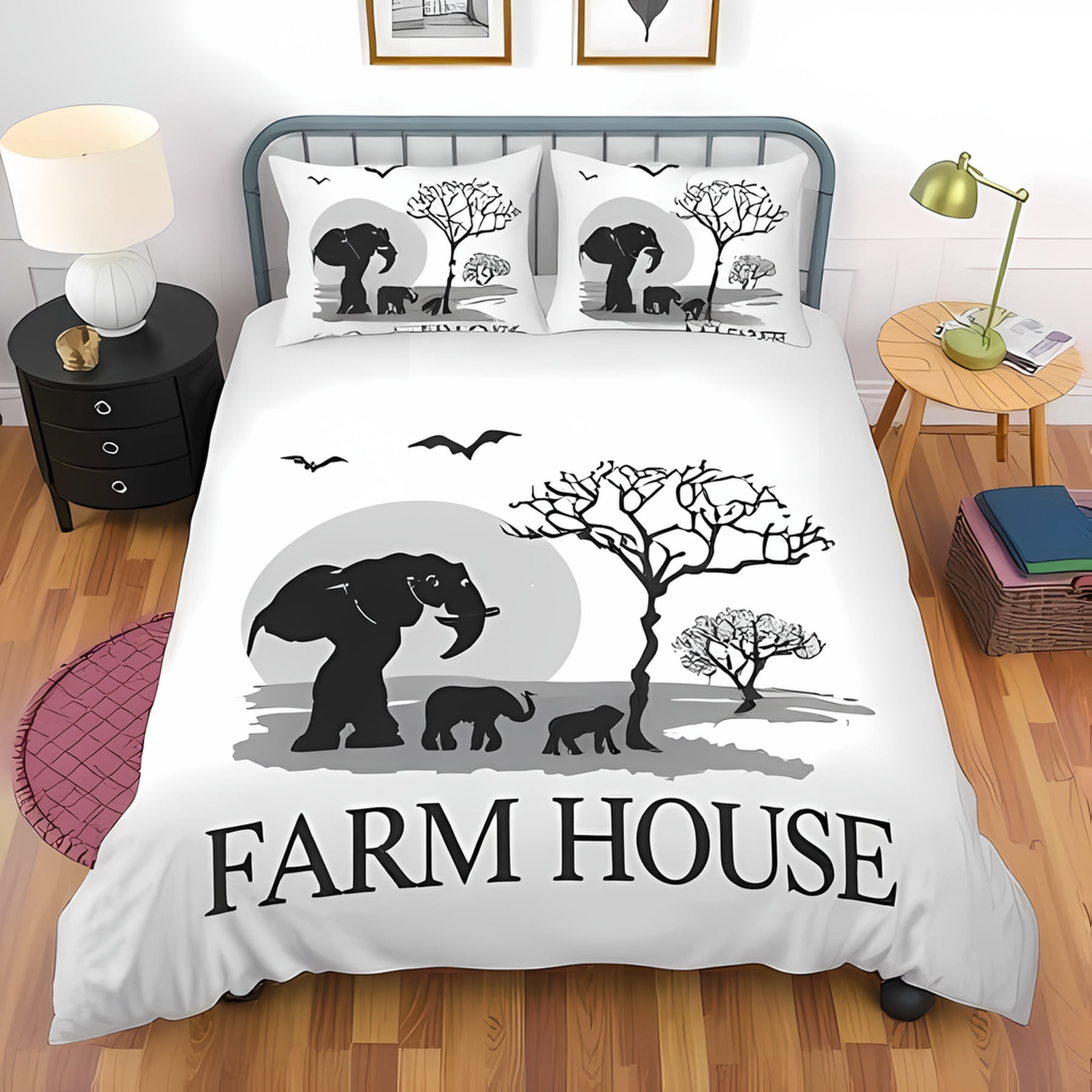 3-Piece Elephant Safari Duvet Cover Set with Matching Pillowcases ...