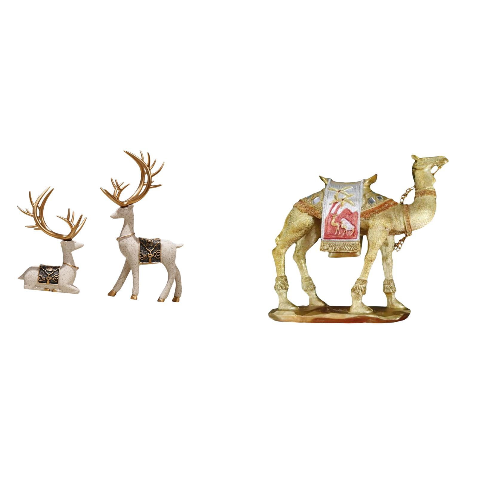 3 Piece Elk Deer Camel Resin Statue Set Artistic Home Office Entryway ...