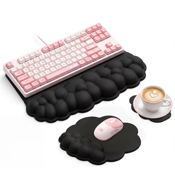 3-Piece Ergonomic Cloud Wrist Rest Set, Memory Foam PU Leather Keyboard ...