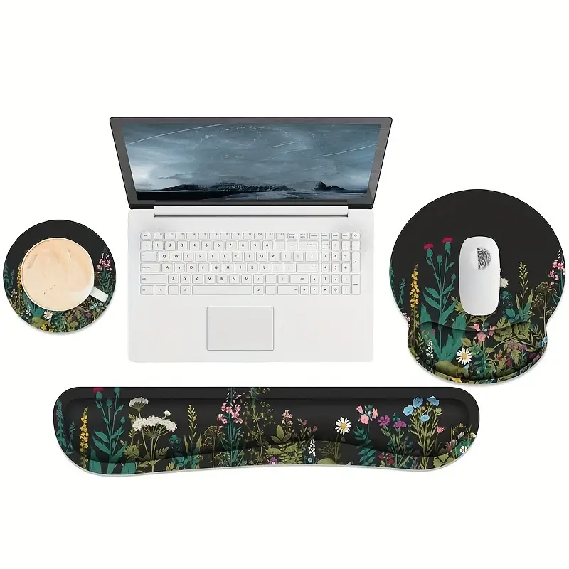 3 Piece Ergonomic Keyboard Wrist Rest and Mouse Pad Set with Memory ...