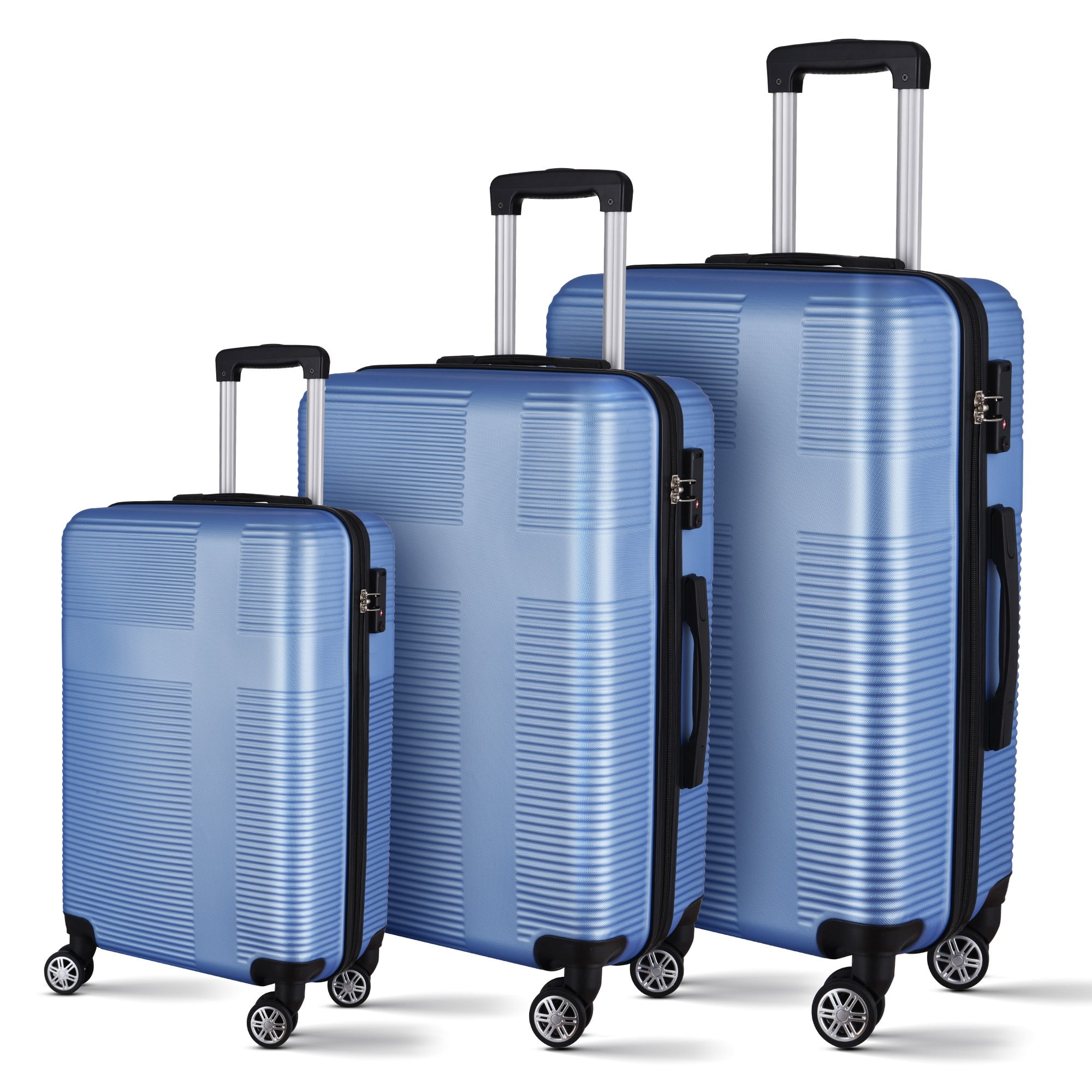 3 Piece Expandable Hardshell Travel Luggage Sets with Hooks 8 Spinner ...