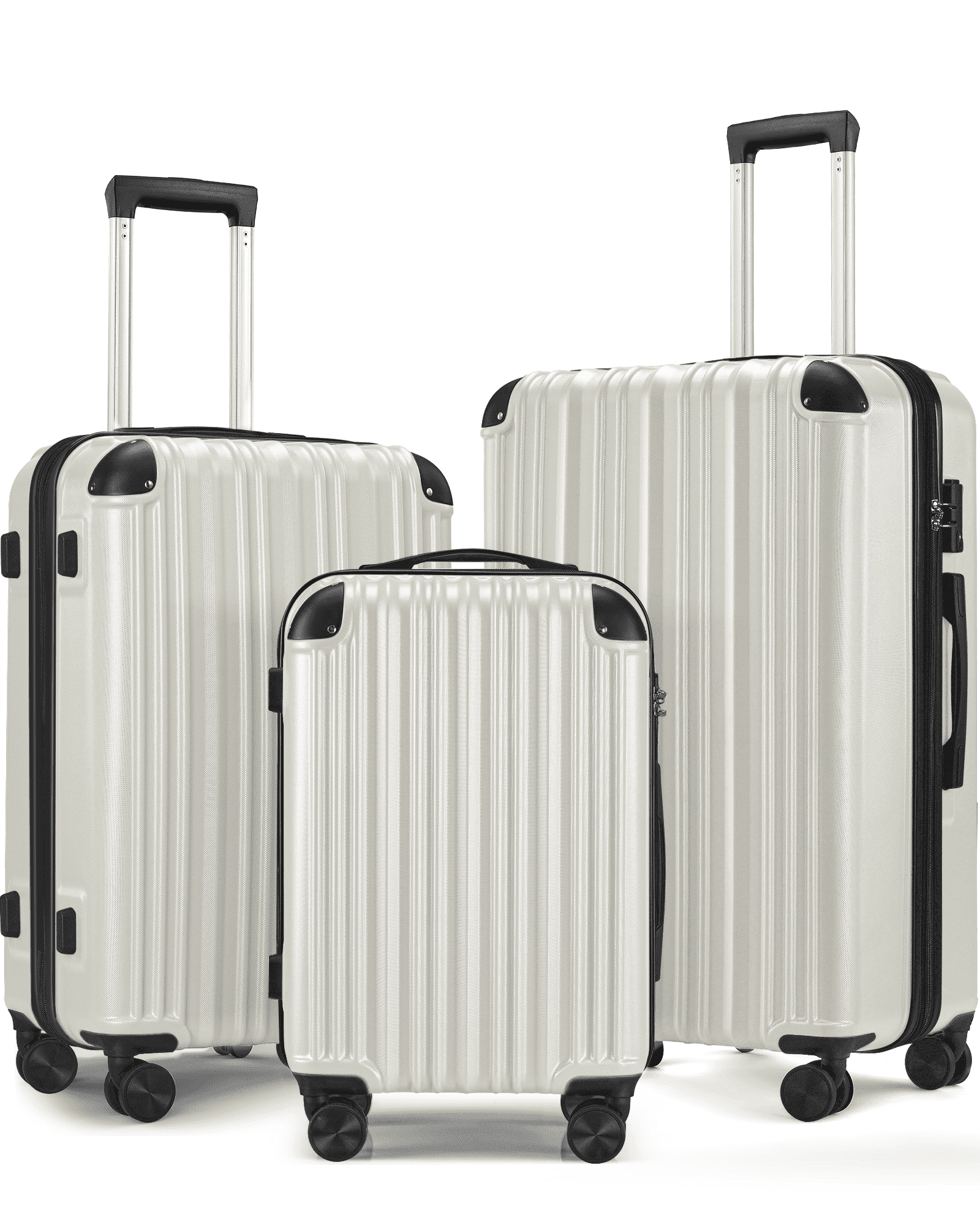 3-Piece Hard Shell Expandable Luggage Sets, ABS Spinner Suitcase with ...