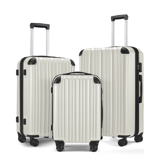 3-Piece Hard Shell Expandable Luggage Sets, ABS Spinner Suitcase with ...