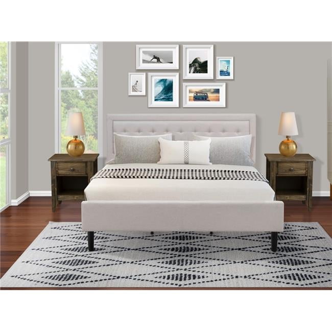 3 Piece Fannin Platform King Size Bedroom Set - Mist Beige, Black ...