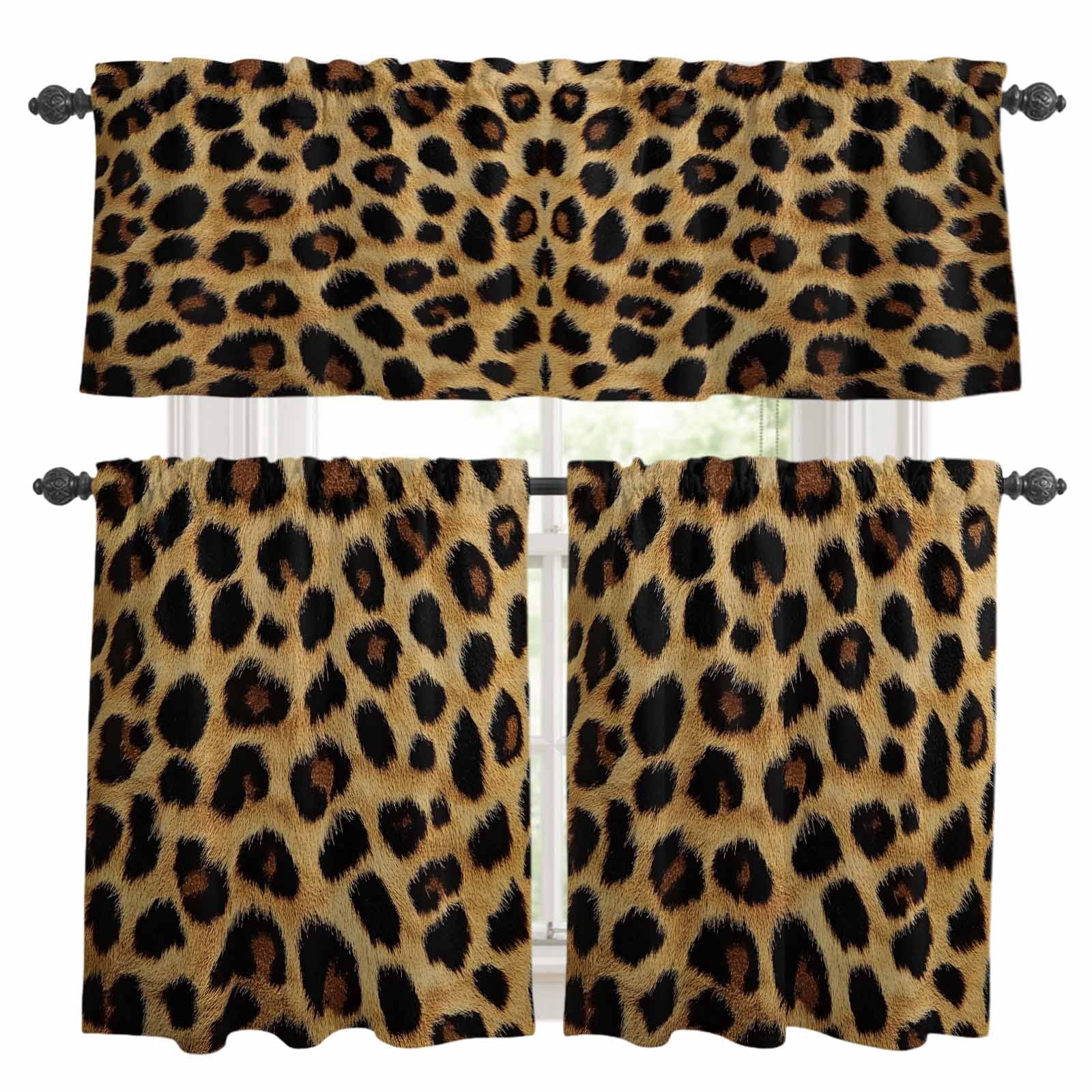 3 Piece Fashion Sexy Animal Kitchen Curtain Valance and Tiers Set Retro ...