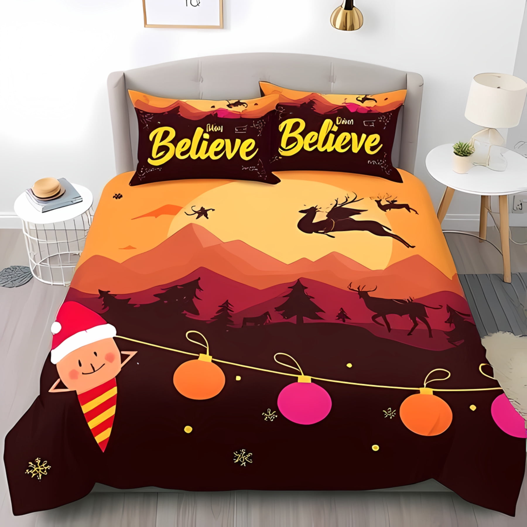3-Piece Festive Duvet Cover Set with Playful Reindeer Design - Cozy ...