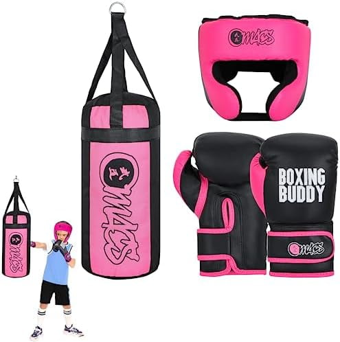 3 Piece Filled Punching Bag for Kids 3-12, Kids Boxing Bag Set for ...