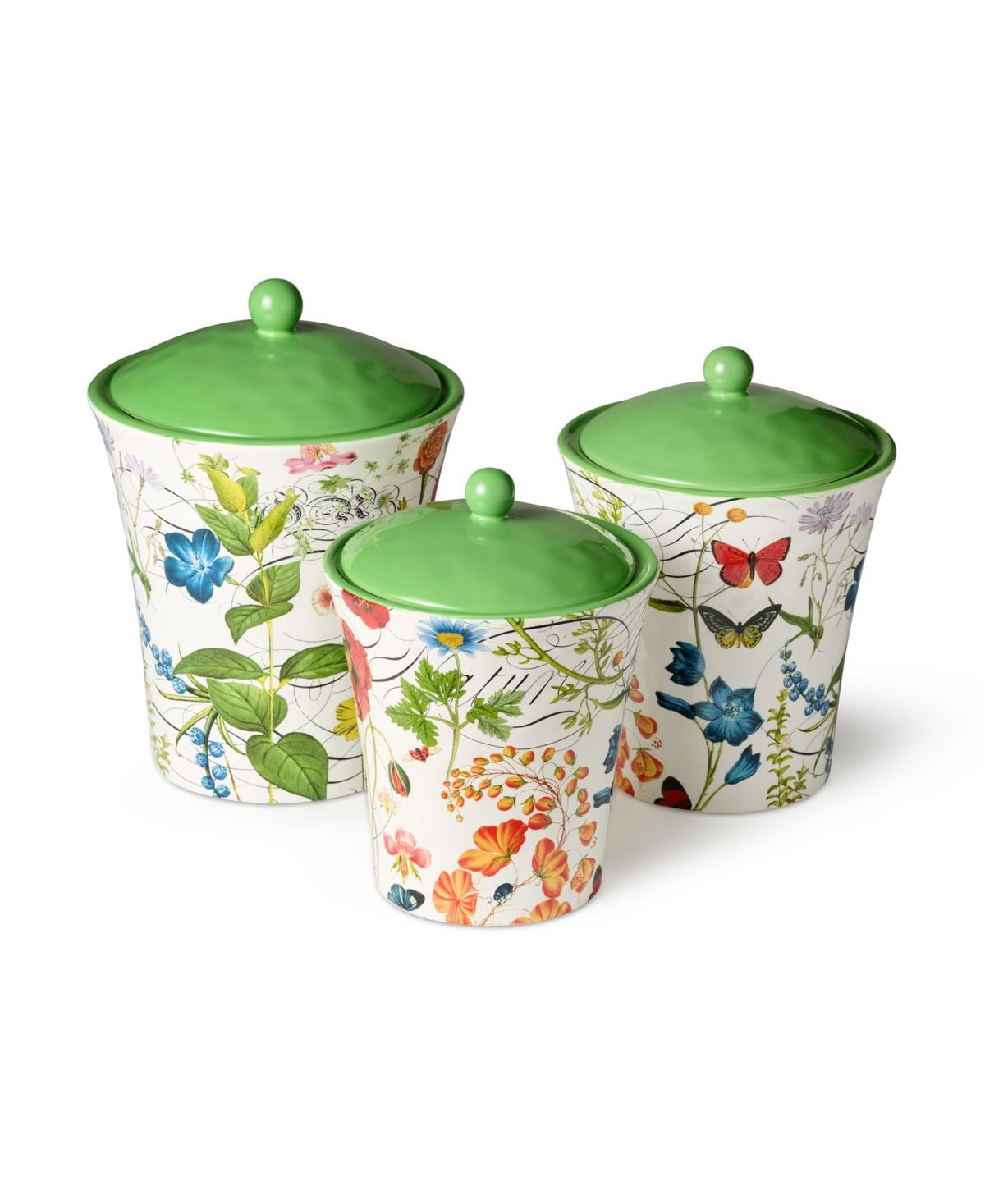 3-Piece Floral Butterfly Canister Set for Kitchen Storage - Airtight ...