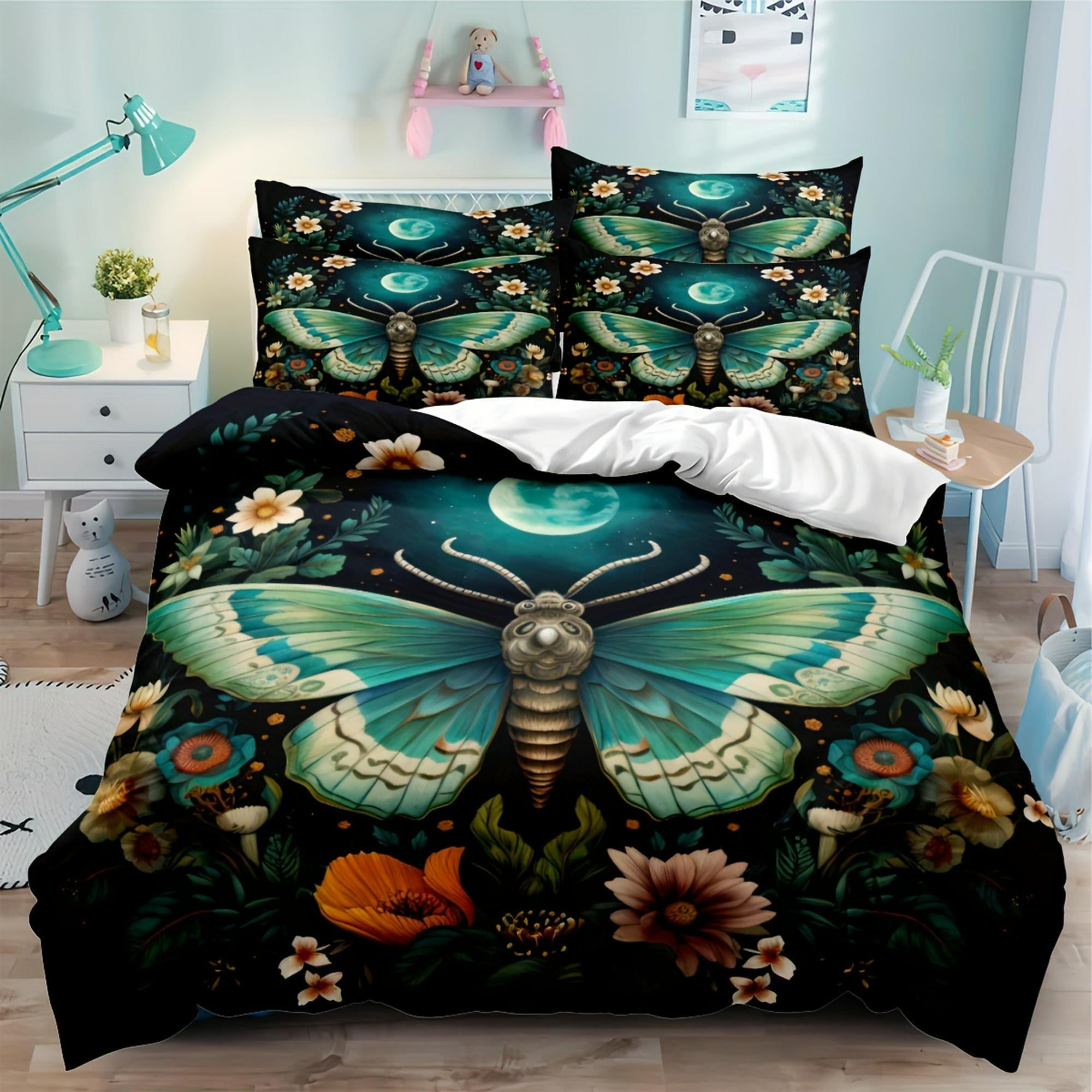 3-Piece Floral Butterfly Duvet Cover Set Nature-Inspired Bedding ...