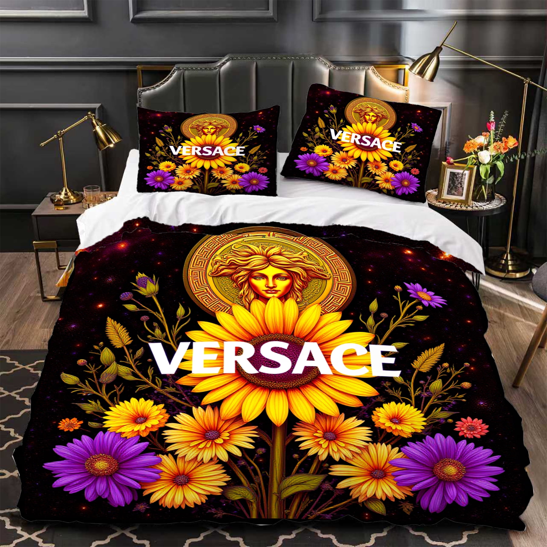 3-Piece Floral Duvet Cover Set with Vibrant Sunflower Design ...