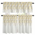 3 Piece Flower Yellow Kitchen Curtain Valance and Tiers Set Grey Cherry ...