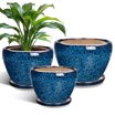EPFamily 18 inch Ceramic Bonsai Pot with Drainage Hole, Ice - Cracked ...