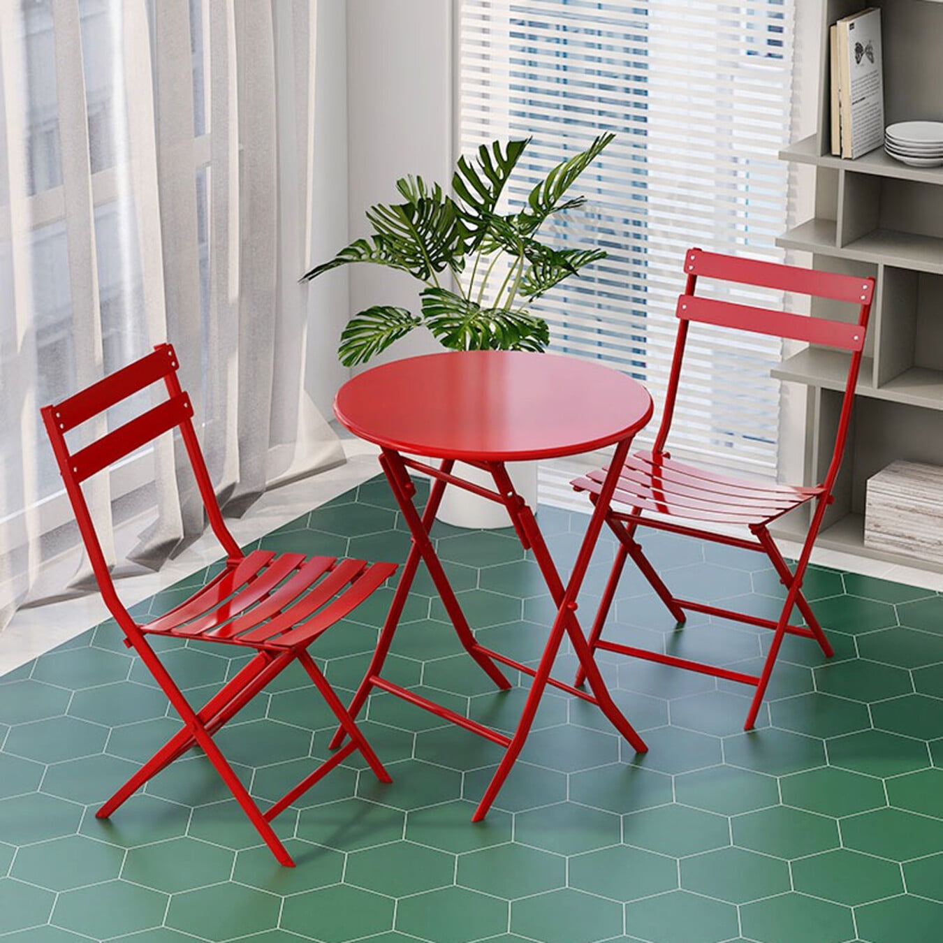 3-Piece Folding Bistro Set, 2 Chairs and 1 Table, Weather-Resistant ...