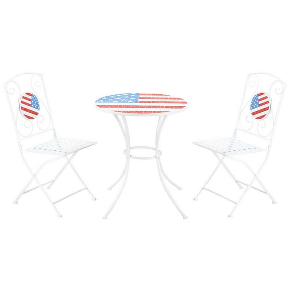 3 Piece Folding Bistro Table and Chairs | Ideal for Independence Day Decorations | Metal ...