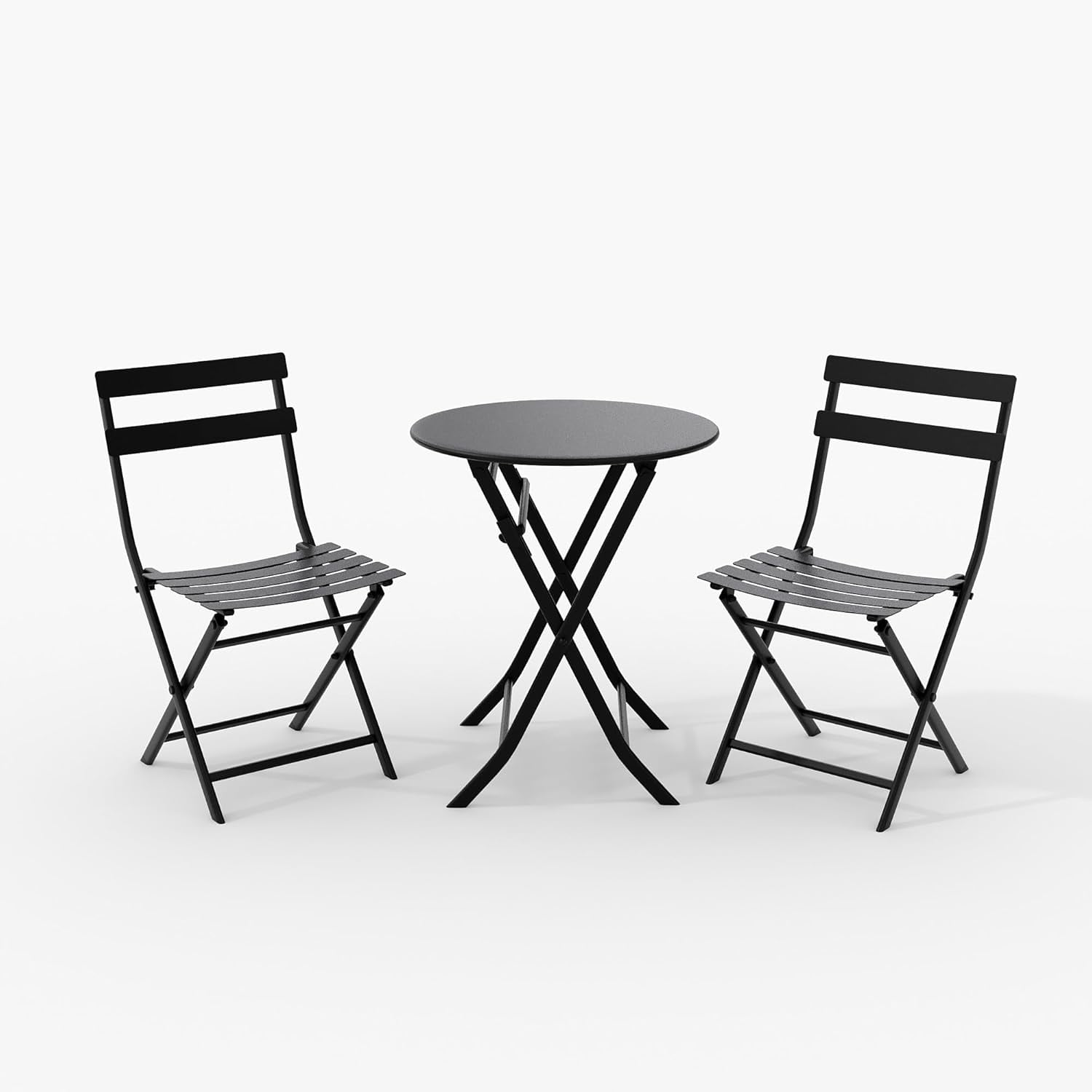 3-Piece Folding Bistro Table and Chairs Set for Small Spaces Garden and ...