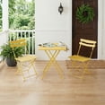 3-Piece Folding Metal Bistro Set – Weather-Resistant Patio Table & 2 ...