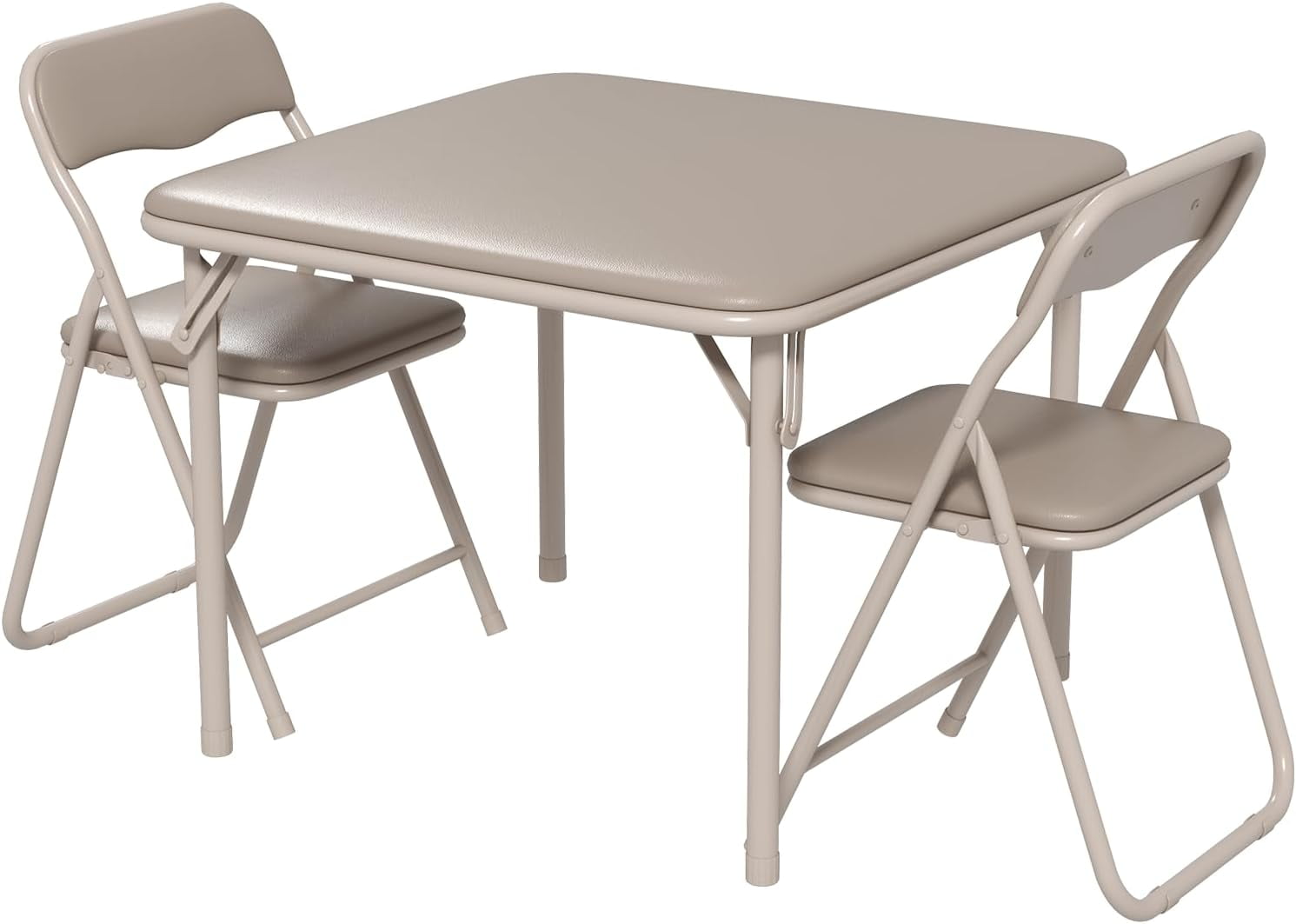 3-Piece Folding Square Table and Chair Set, Featuring a Portable Table ...