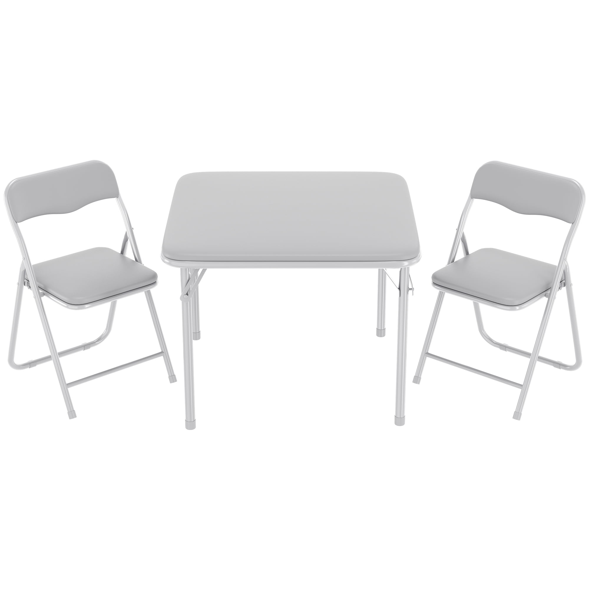 3-Piece Folding Upholstered Table and Chair, Square Card Table and ...