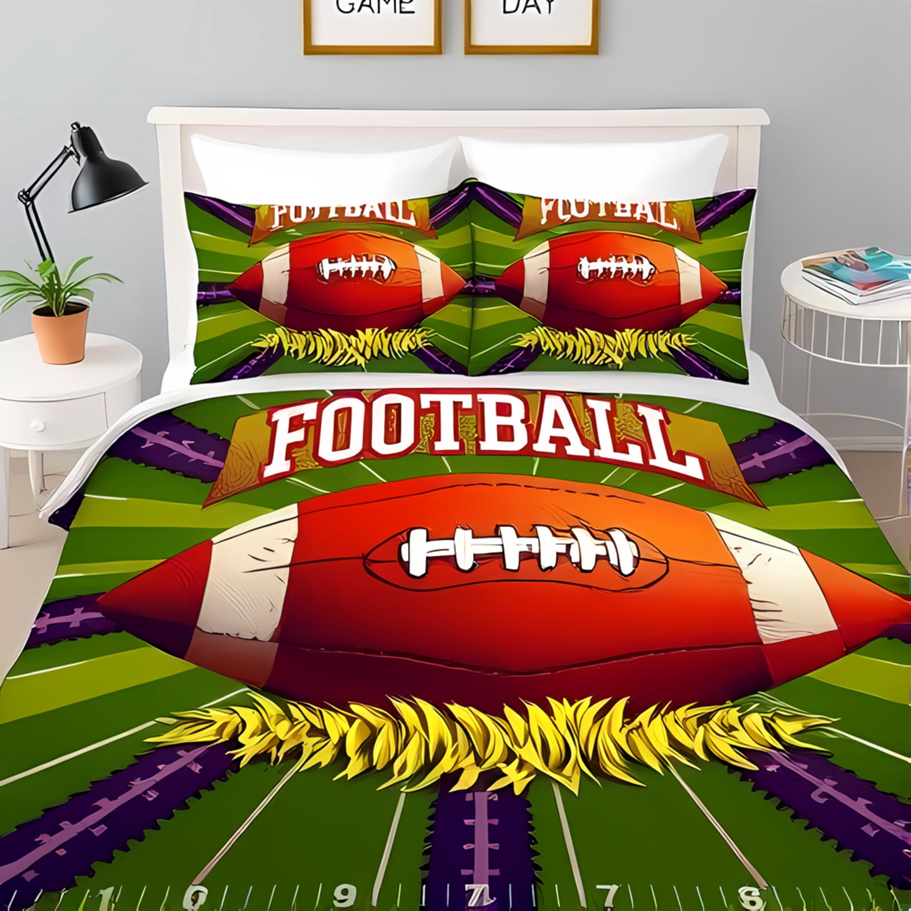 3-Piece Football Themed Duvet Cover Set with Bold 'FOOTBALL' Design ...
