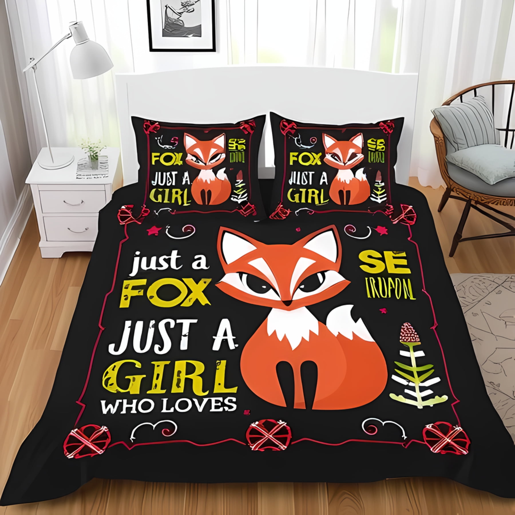 3-Piece Fox Themed Duvet Cover Set - Whimsical Bedding for Teens ...