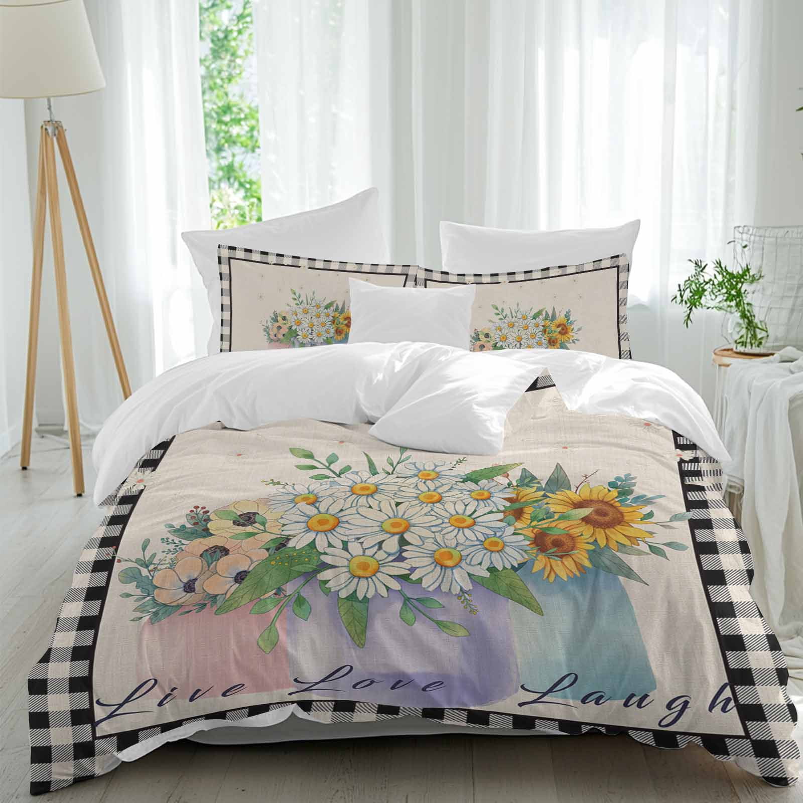 3 Piece French Country Daisies Flower,Duvet Cover Set Twin Size ...