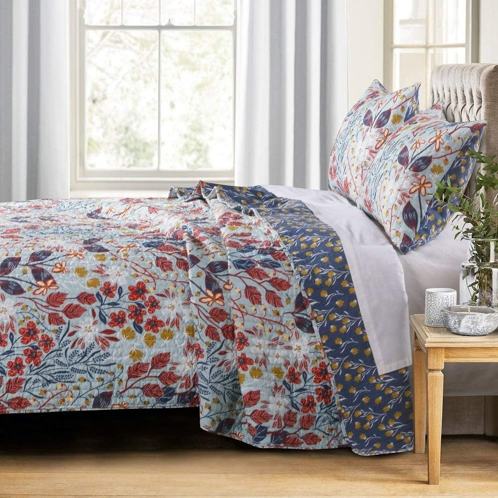 3 Piece French Country Slate Blue Quilt, Contemporary Style Free ...