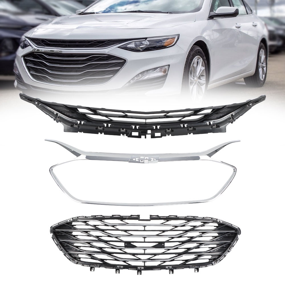 3-Piece Front Bumper Upper & Lower Grille Grill Set Fits for Chevrolet ...