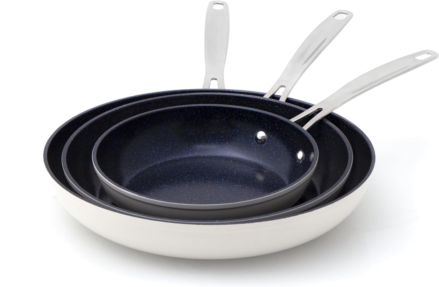 3-Piece Fry Pan Set, 8”, 10”, 12” Forged Lightweight, G10 Healthy Blue ...