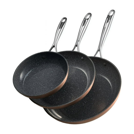 3 Piece Frying Pan Aluminum Skillet Set 8 10 12 Inch, Nonstick Ceramic ...
