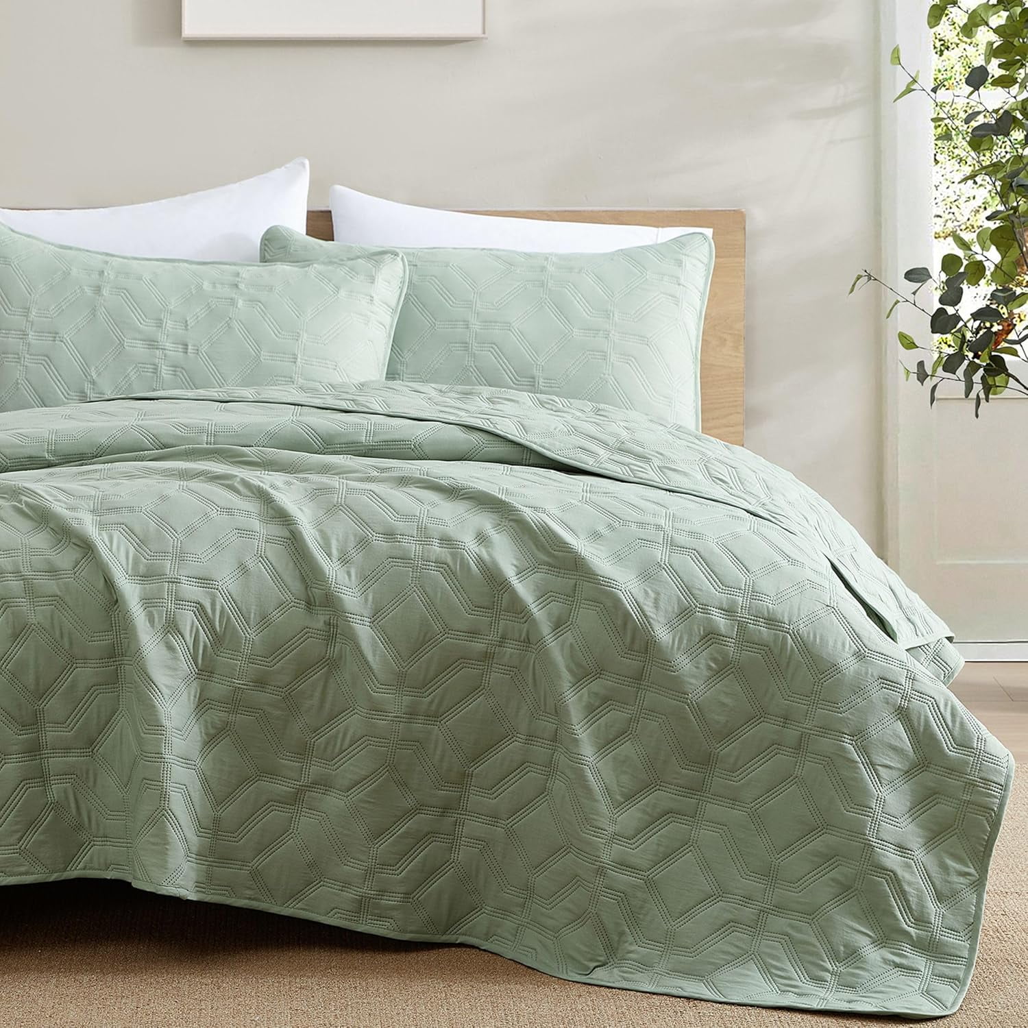 - 3 Piece Full Queen Size Quilt Set, Lightweight Queen Bedspread ...