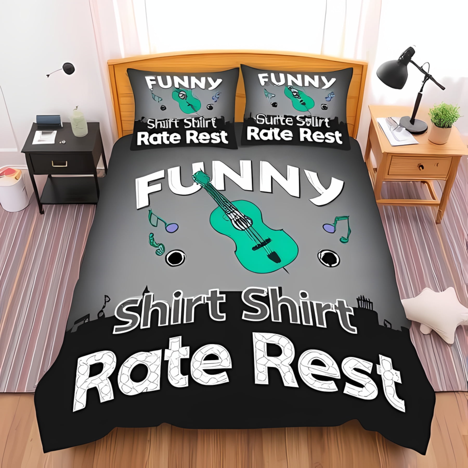 3-Piece Funny Duvet Cover Set - Whimsical Black Bedding with Playful ...