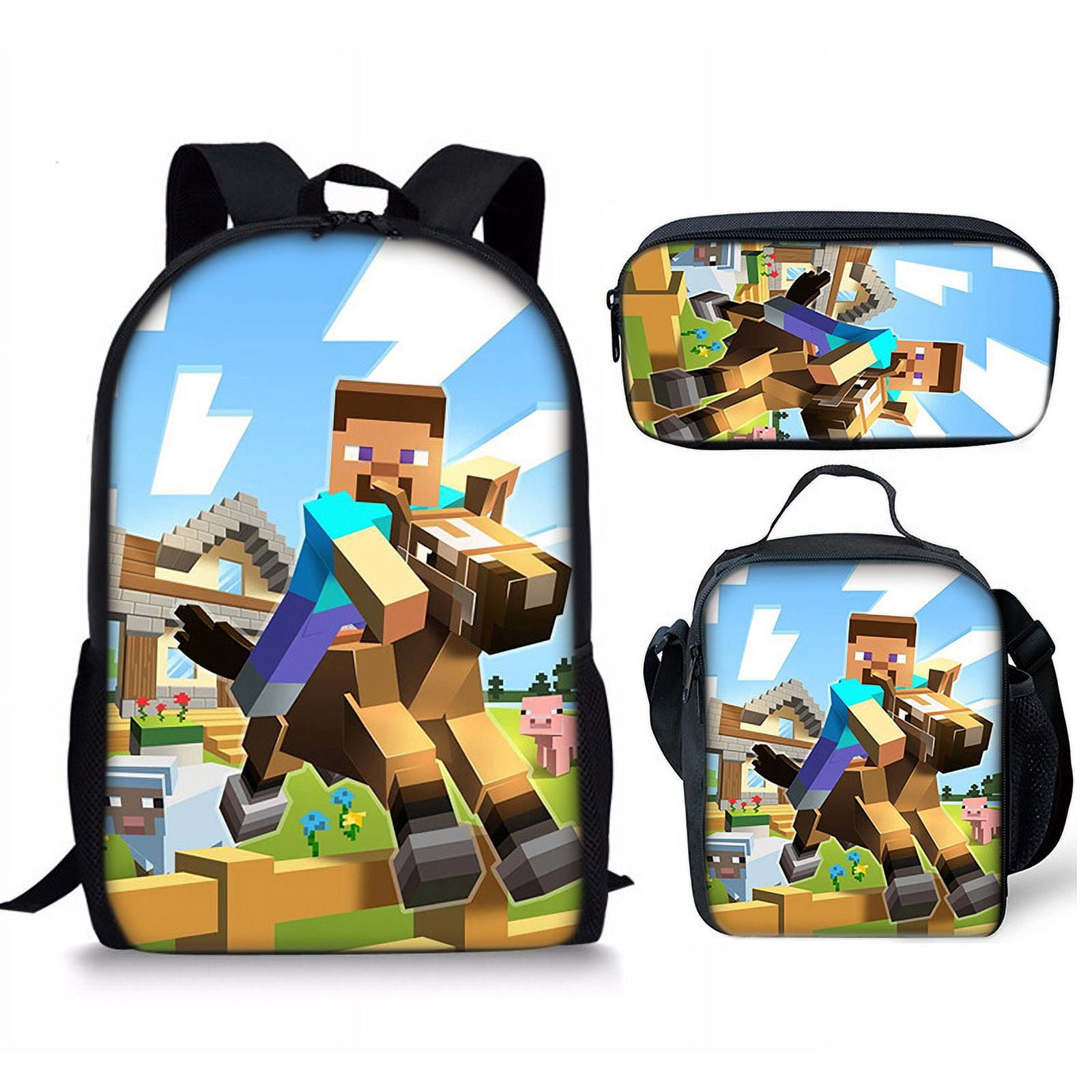 3-Piece Gamer Style Backpack Set for School and Travel – Pixel Block ...
