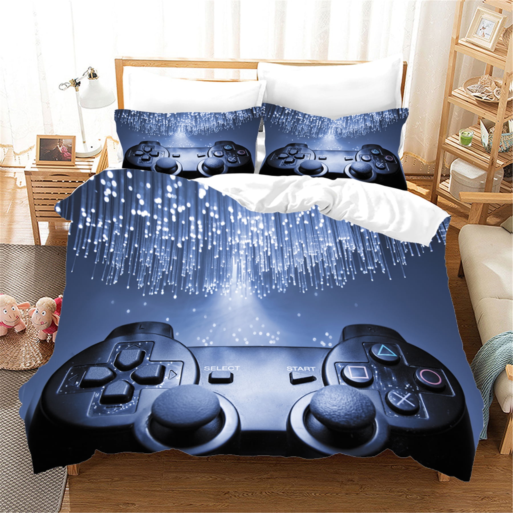3-Piece Gaming Duvet Cover Set - Large Controller Design with Digital ...