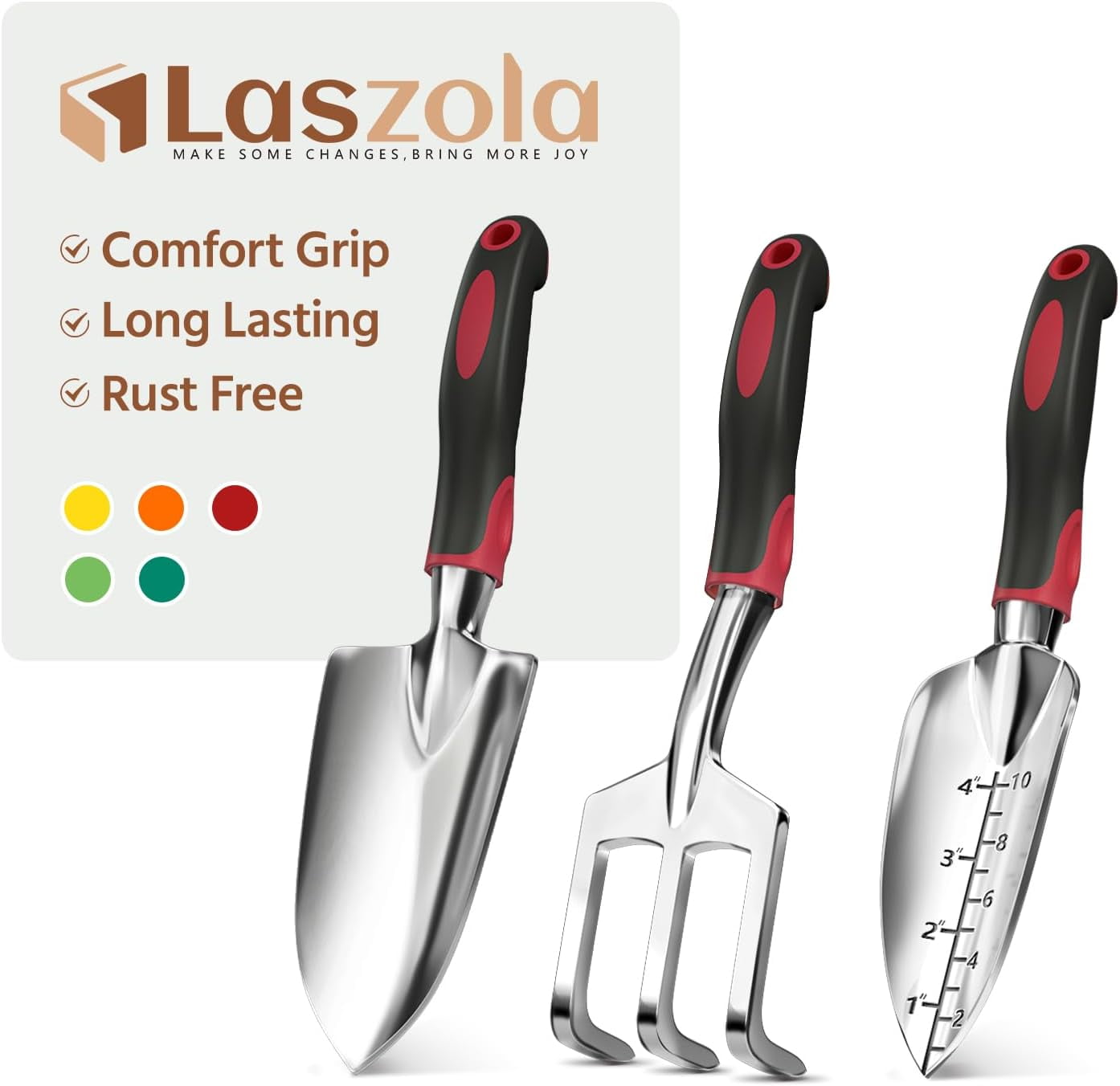 3 Piece Garden Tool Set Include Hand Trowel Rake and Transplant Shovel ...