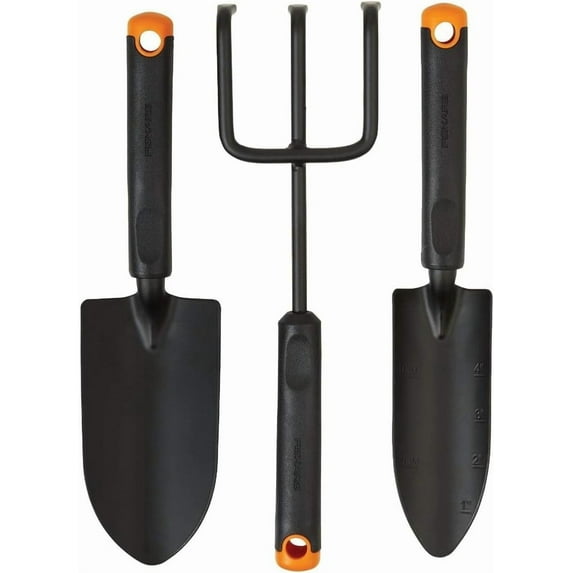 3-Piece Garden Tool Set - Trowel, Transplanter, Cultivator, Rust ...