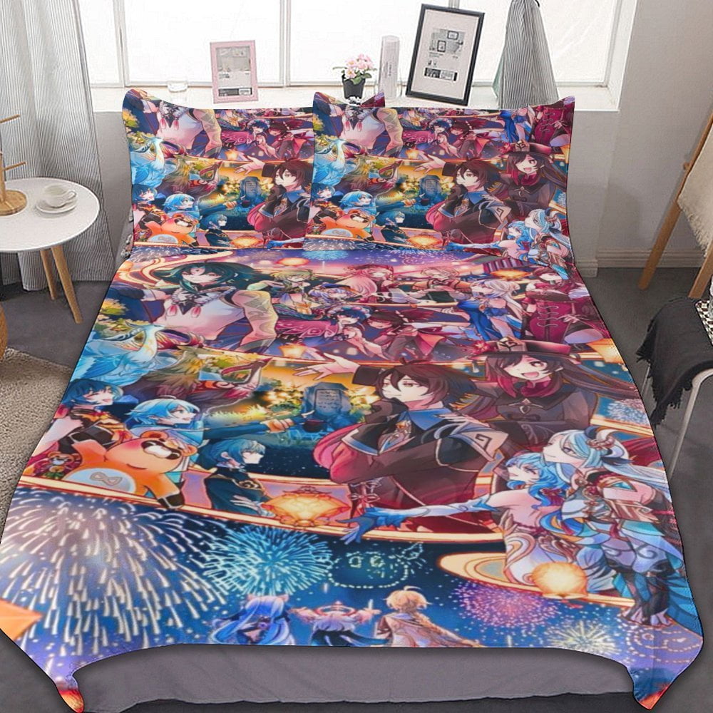 3 Piece Genshin Impact Bedding Duvet Cover Sets, Comforter Quilt Cover ...