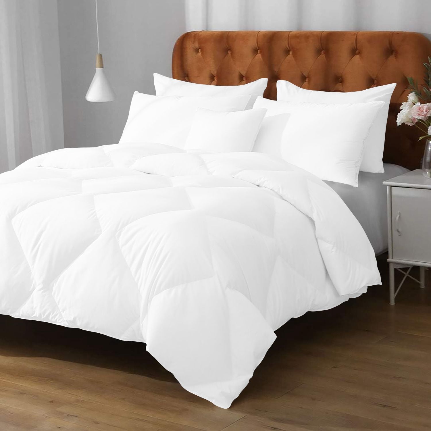 3 Piece Geometric Grid Design Comforter Set, 800 TC, 100% Egyptian ...