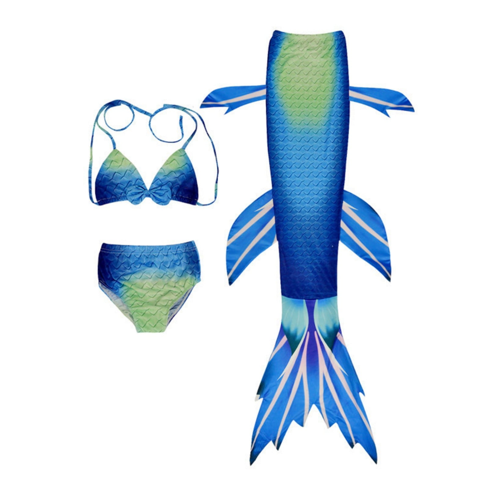 3 Piece Girls Swimsuit Bathing Suits Bikini Fish Tail Set For Girls 3 9 ...