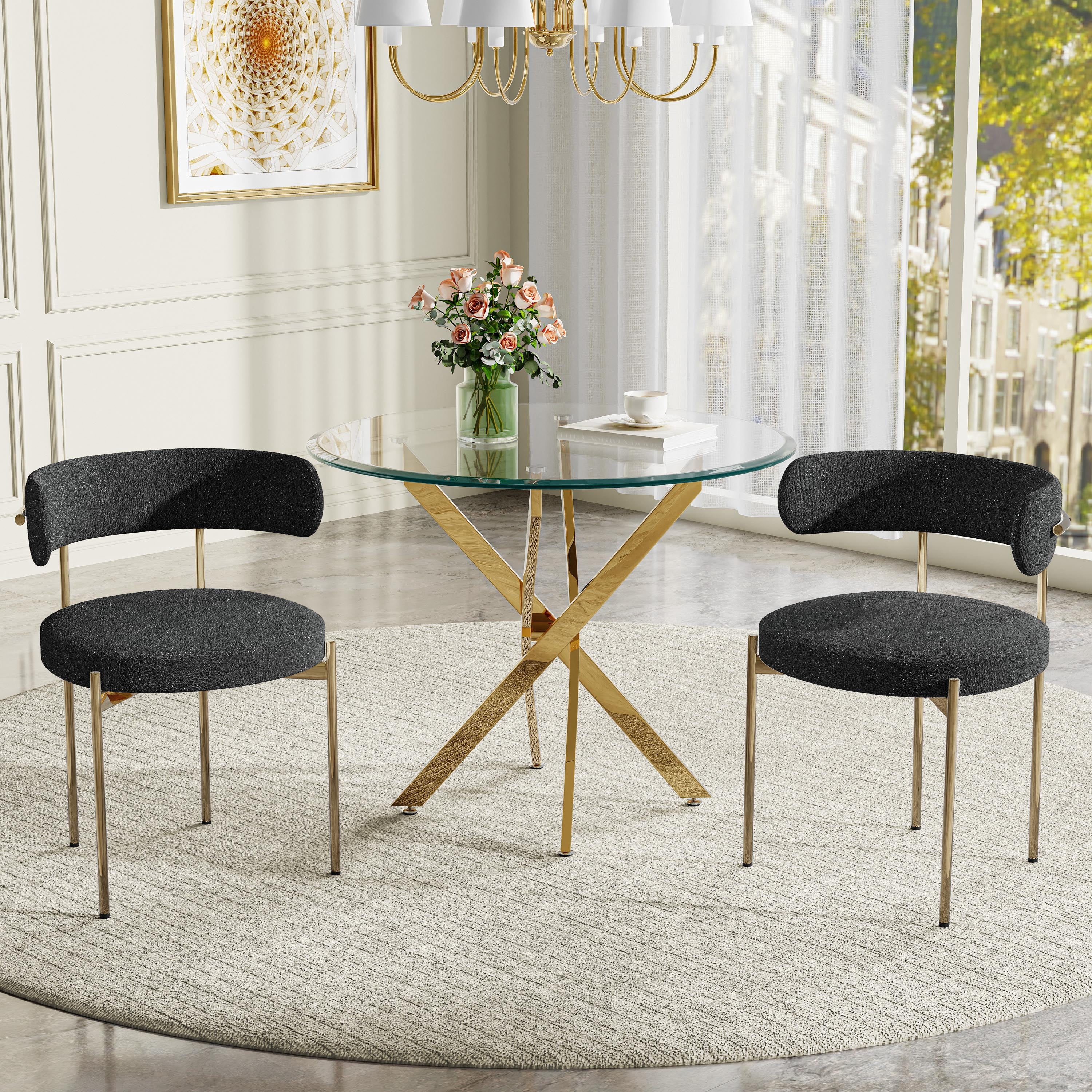3-Piece Glass Dining Table Set, 36