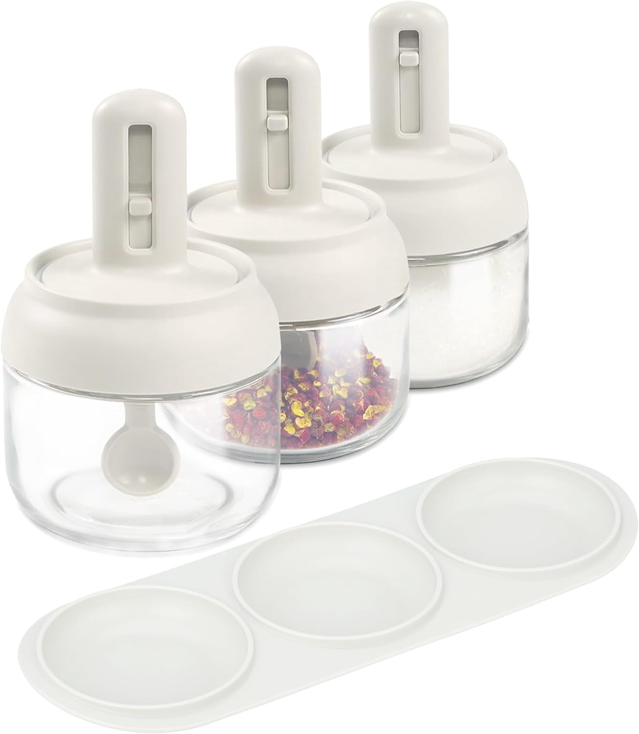® 3 Piece Glass Salt Container | Storage | Pepper,Table Salt, Sugar ...