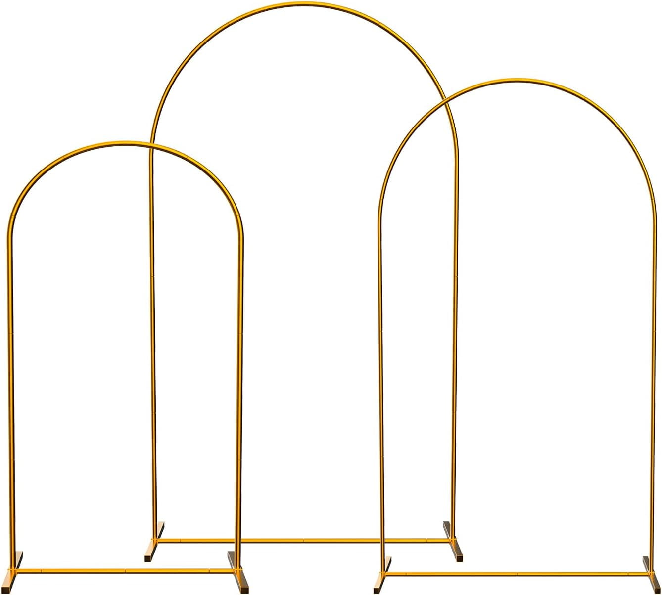 3-Piece Gold Metal Arch Backdrop Stand Set, 7.2ft / 6.6ft / 6ft Balloon ...