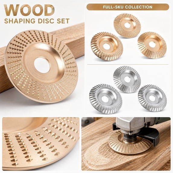 3-Piece Gold Woodworking Abrasive Wheel Set, Wood Working Tools ...