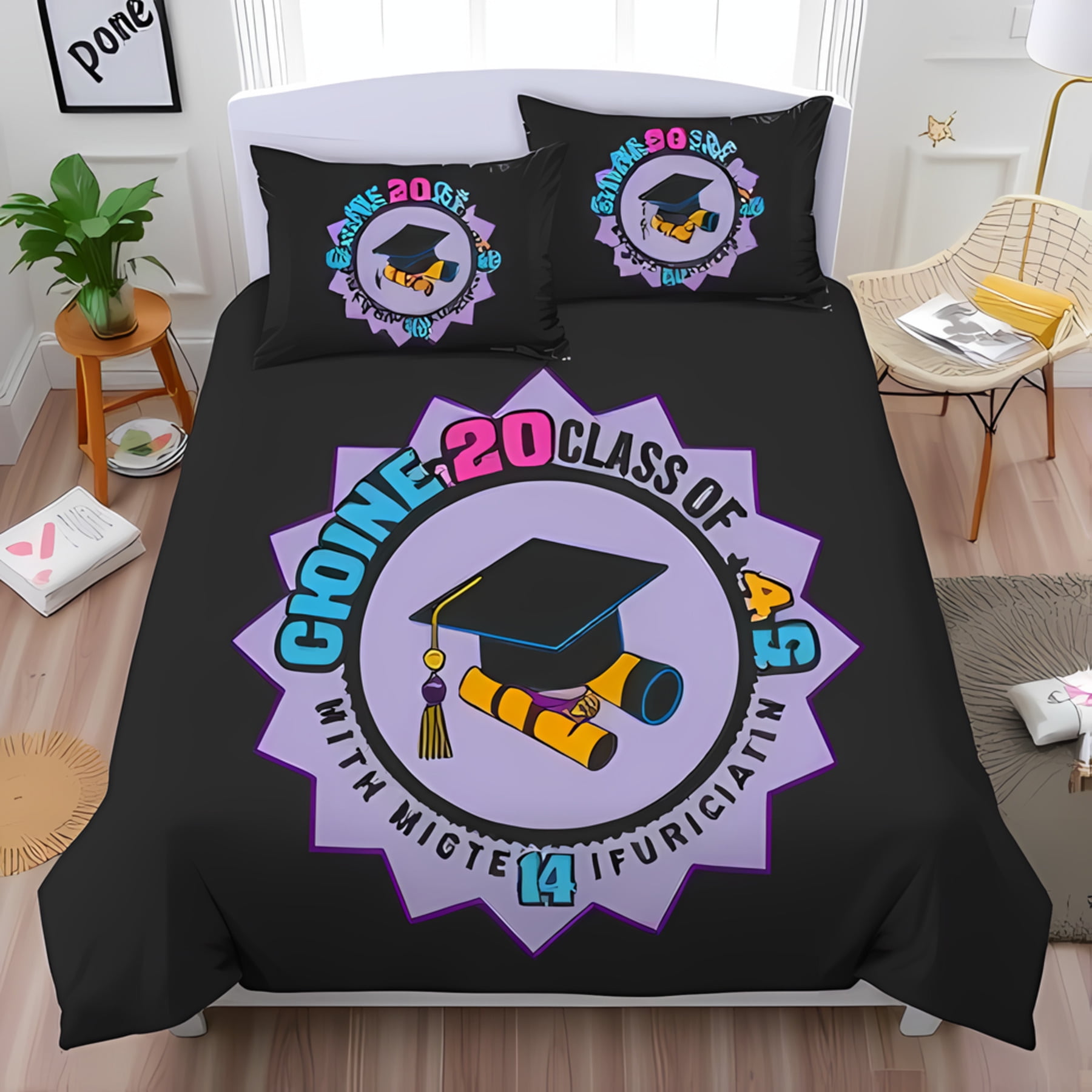 3-Piece Graduation-Themed Duvet Cover Set with and Diploma Design ...