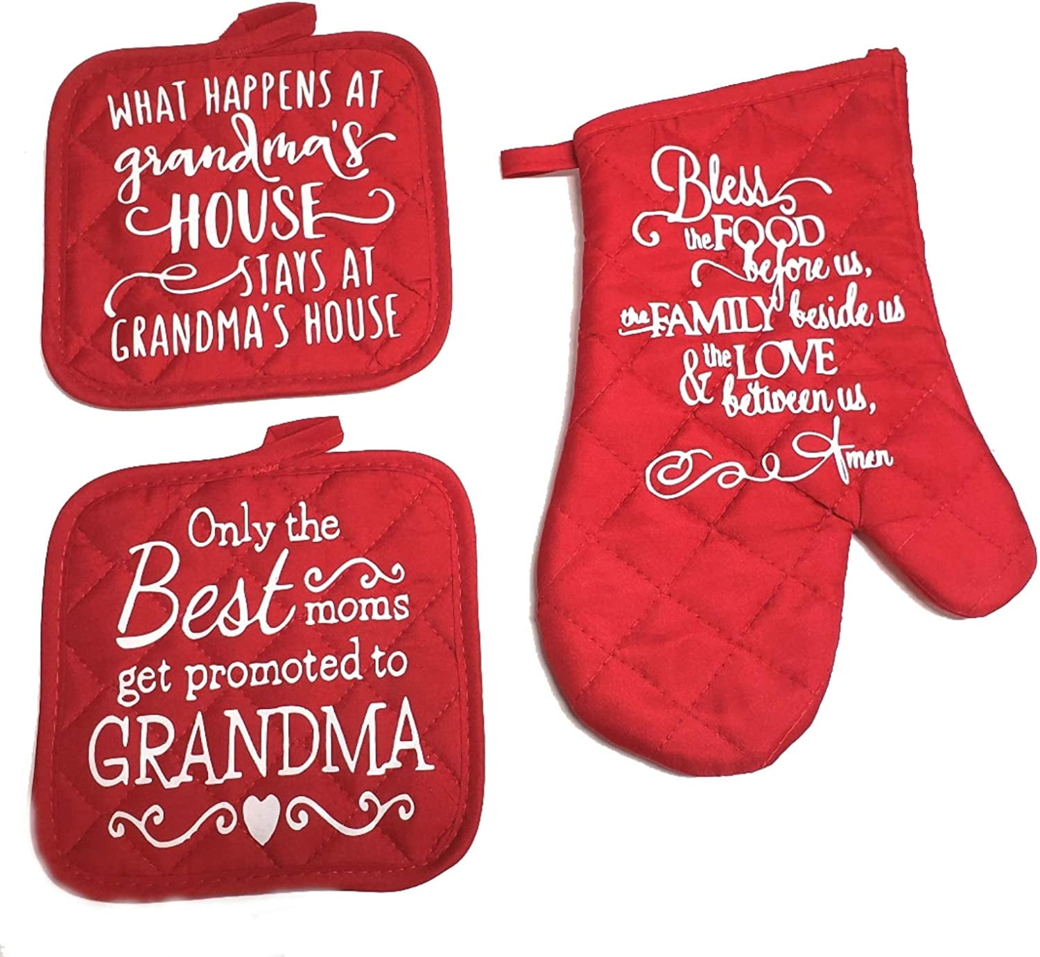 Grandma Special 3-Piece Gift Set - 2 Pot Holders, 1 Oven Mitt - Hot ...