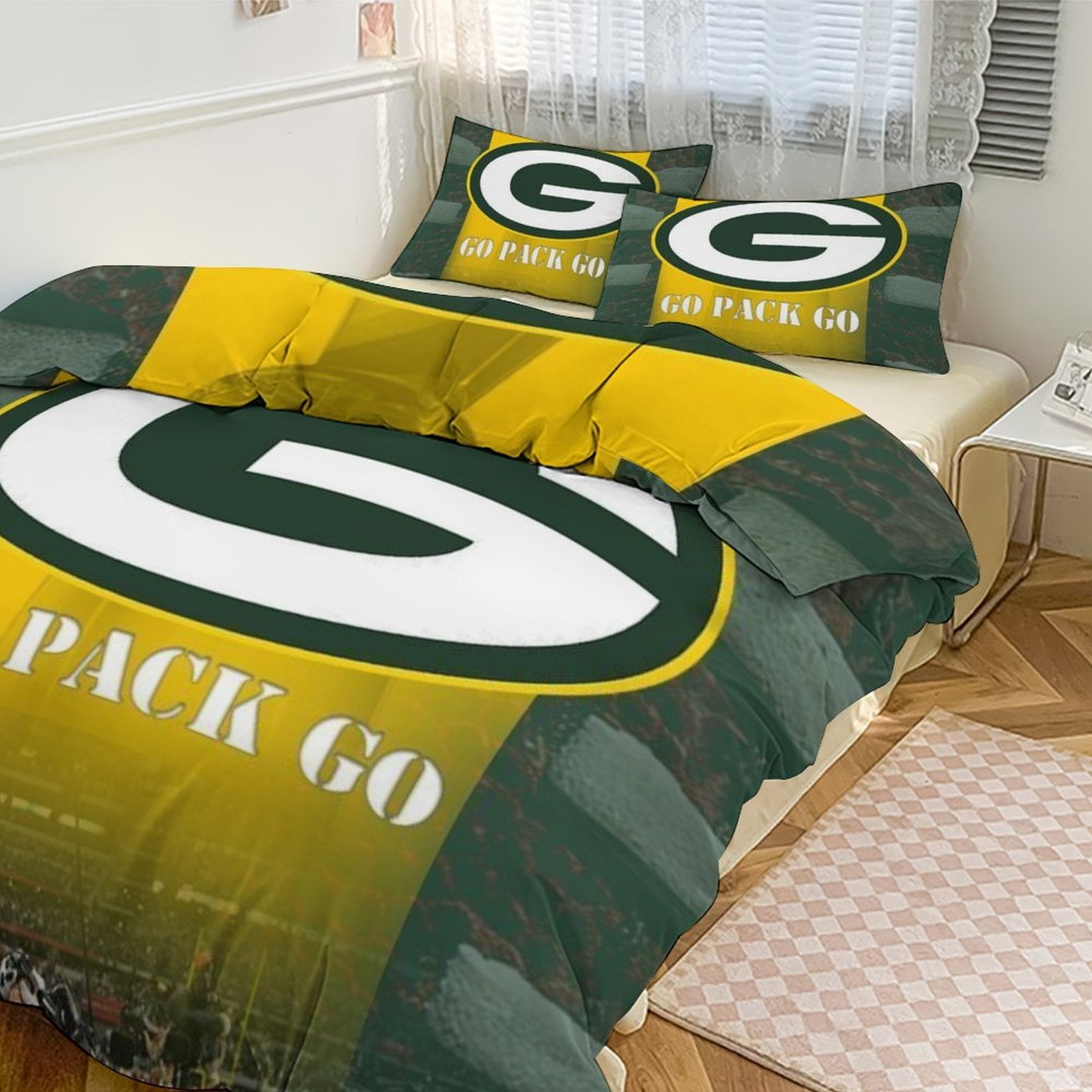 3 Piece Green_Bay Football Bedding Set, Soft Cozy Duvet Cover Set with ...