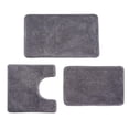 3 Piece Grey Bathroom Rug Set, U-Shaped Contoured Toilet Mat, Water ...