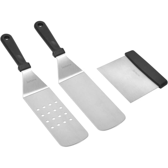 3 Piece Griddle Accessories Kit, Stainless Steel Professional Long BBQ ...